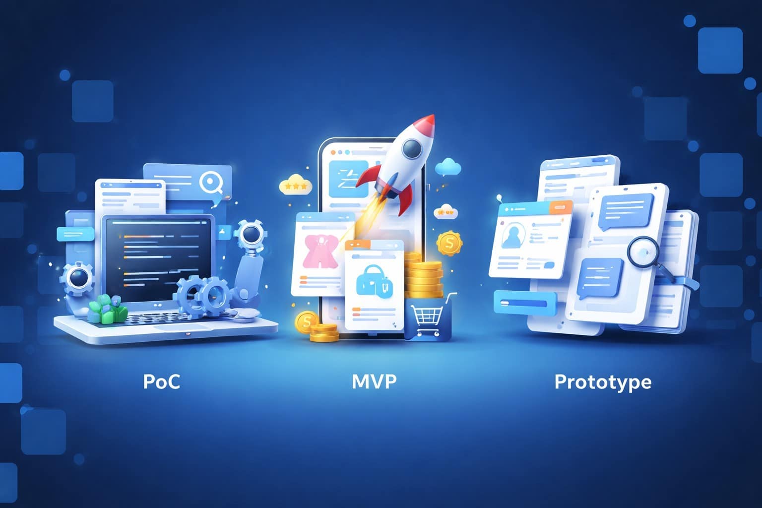 PoC vs MVP vs Prototype for Startups and Marketplaces